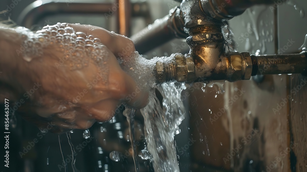 Plumber hand hold the heating element after longterm use covered with ...