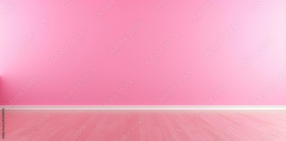 pink colour background wallpaper with a white baseboard and wood floor ...
