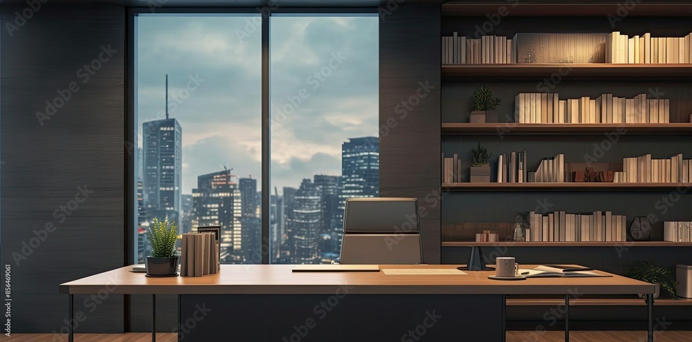 zoom office background images featuring a large window with a view of a ...