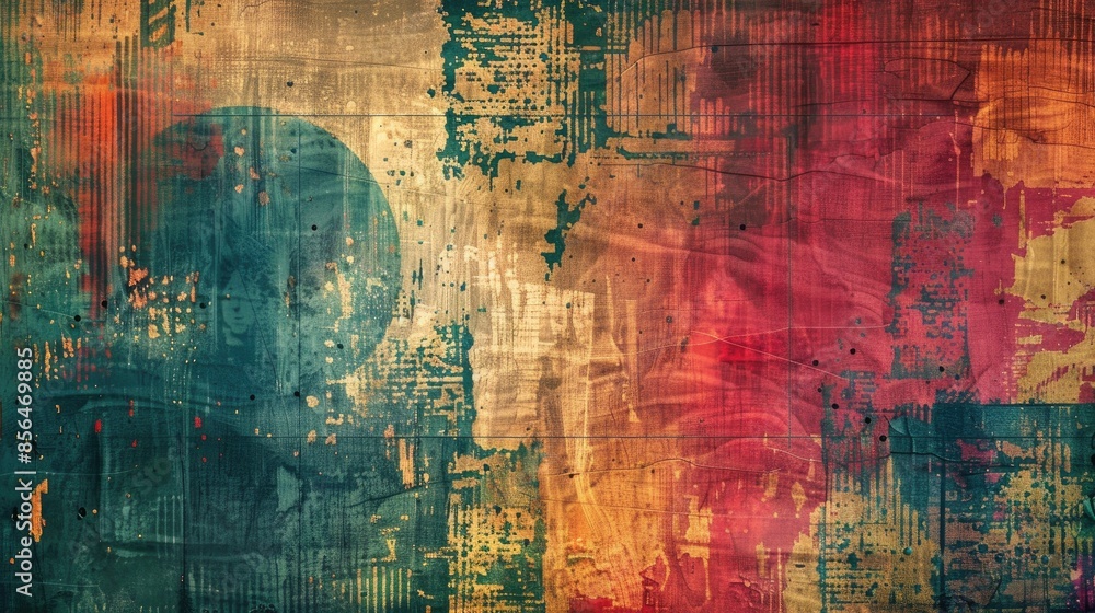 Abstract multi colored textured grunge background with vintage marks ...