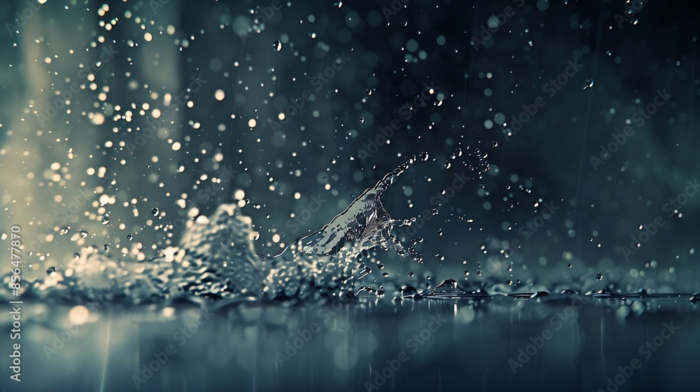Blur Defocus Image of Water hit wall ground explode into drop droplet ...