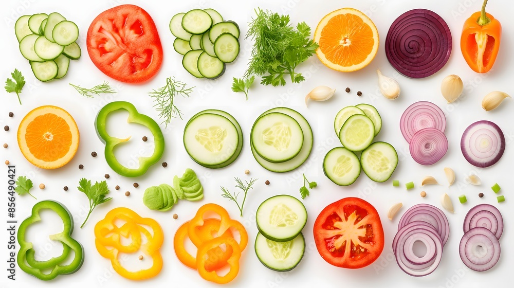 3. Develop a professional-grade collection of vegetable slices, each ...