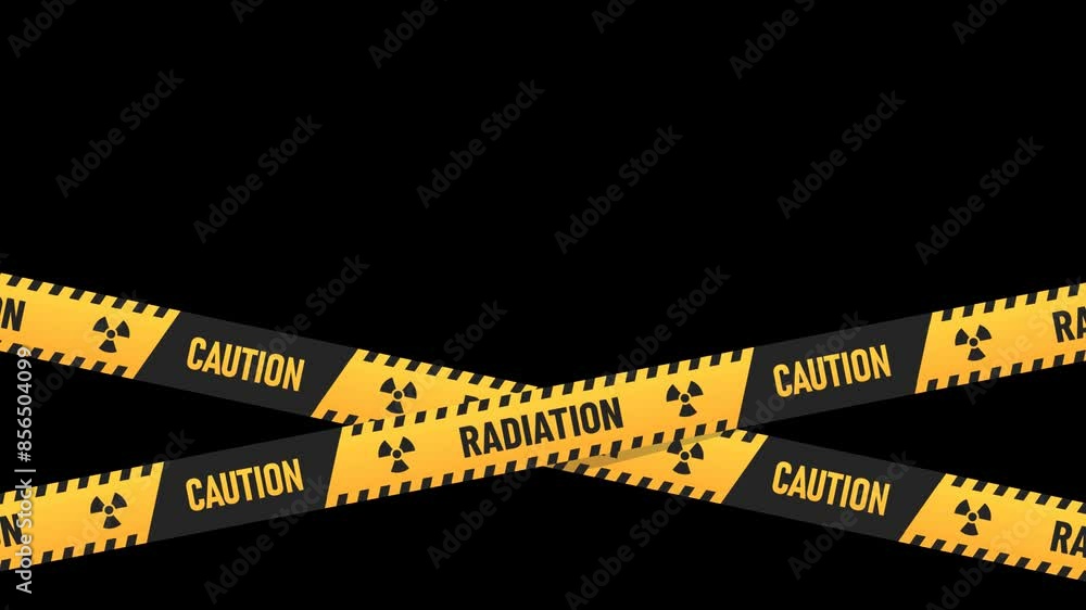 Caution Radiation Barrier Tape animation. Alpha channel, transparent ...