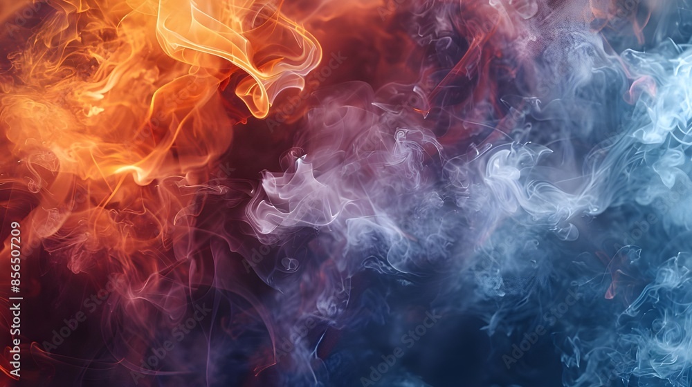 Wisps of smoke intertwine with bursts of fire, creating a dynamic ...