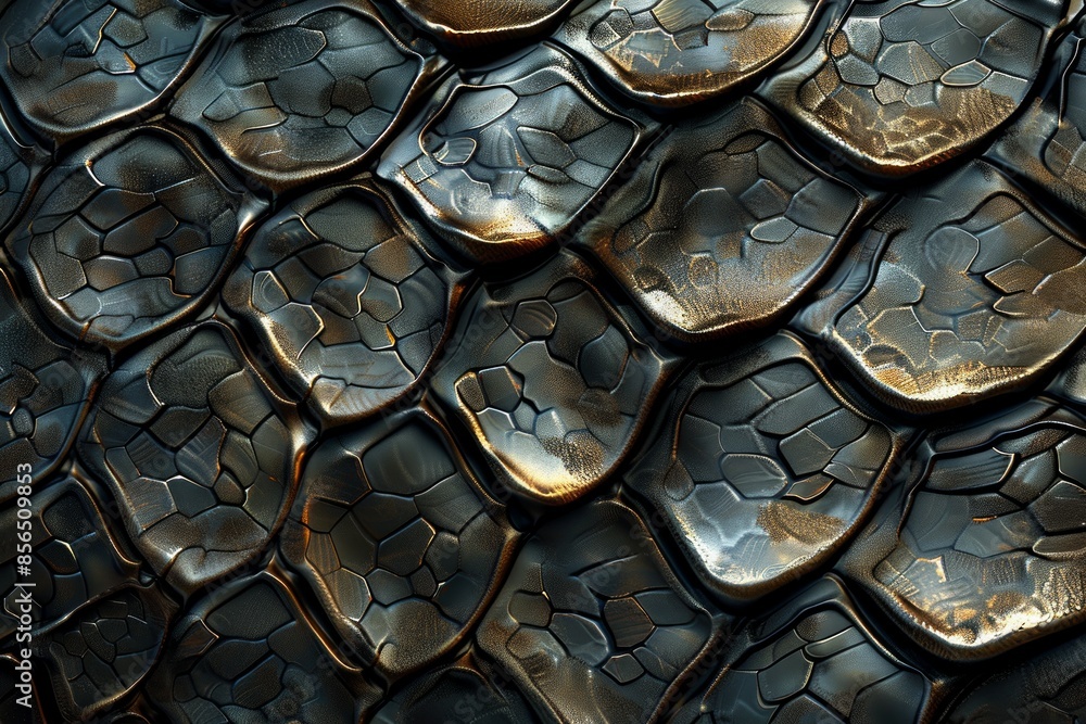 ภาพประกอบสต็อก Snake skin with brown and green pattern. Natural texture ...