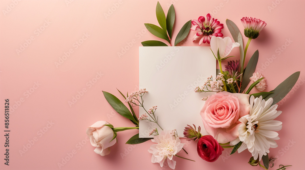 message card with flowers, card with flowers, Petals and invitation ...