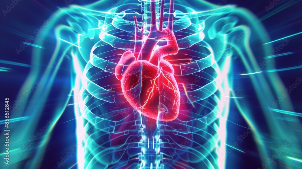 A high-definition depiction of a human torso, focusing on anatomical ...