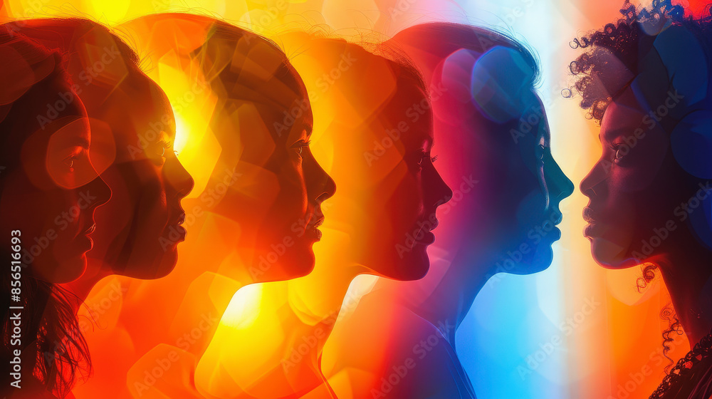 Role model : Silhouettes of five diverse faces in profile are ...