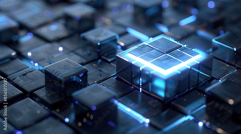 Isam Microprocessor Chip Inspired by Unreal Engine 5: Light Blue and ...