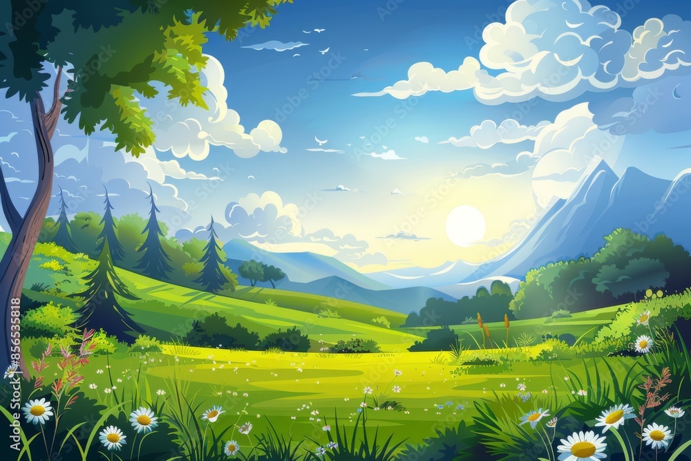 Gentle hills and valleys for soothing graphic design projects Stock ...