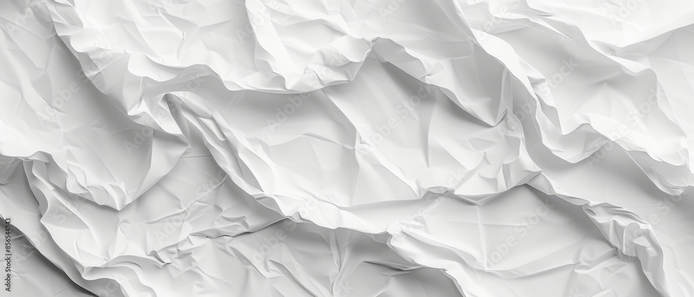 White wrinkled fabric texture. Paste poster template. Glued paper or ...