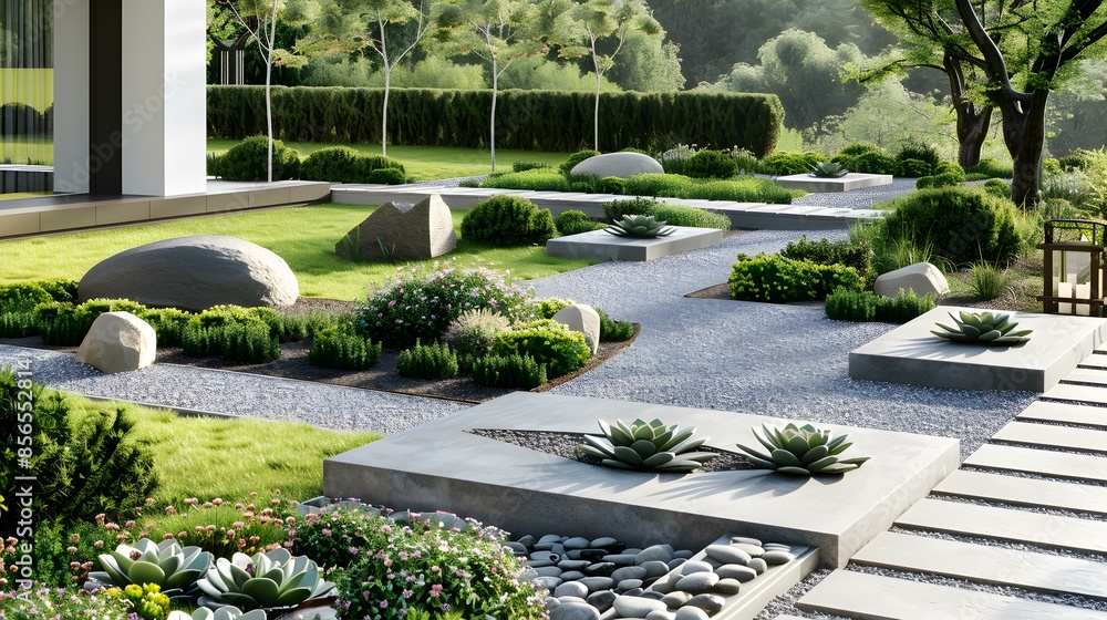 Elements of a modern landscape composition image Stock Illustration ...