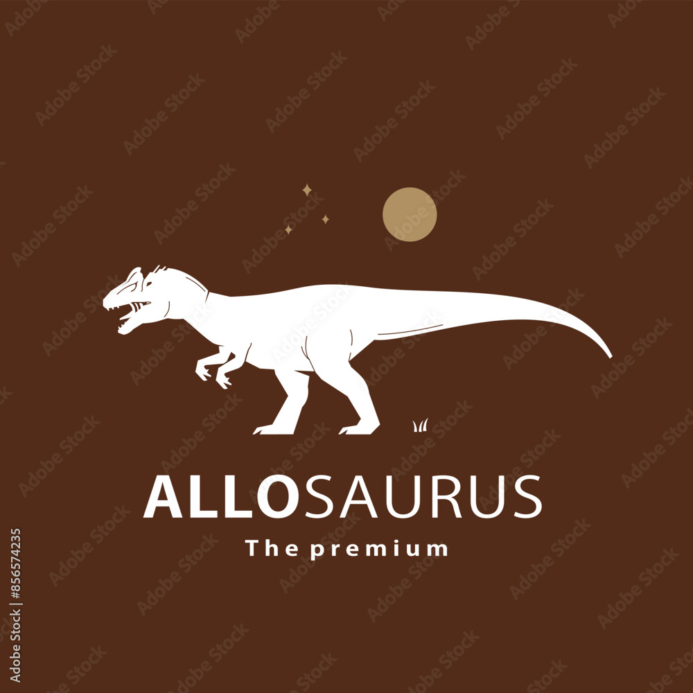 vintage hipster dinosaur, allosaurus logo vector silhouette art icon ...