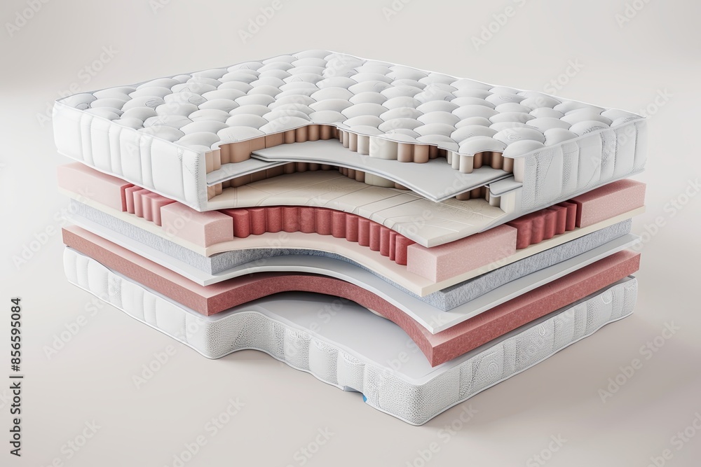 A detailed cutaway view of a mattress revealing its various layers ...