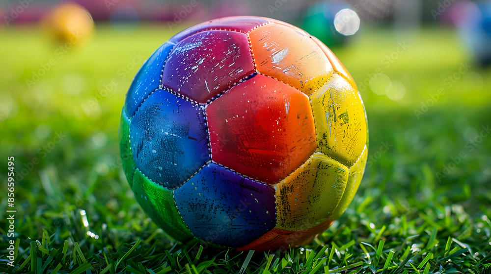 Rainbow Soccer Ball on Green Grass Field: A Vibrant Symbol of Diversity ...