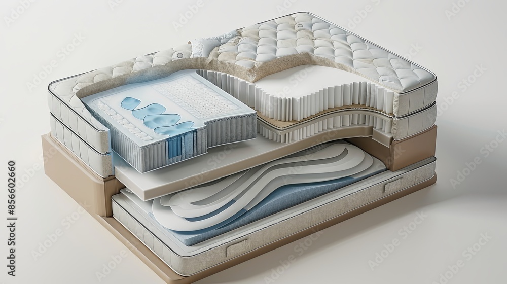 Foto de A cutaway view of a mattress showing its internal layers ...