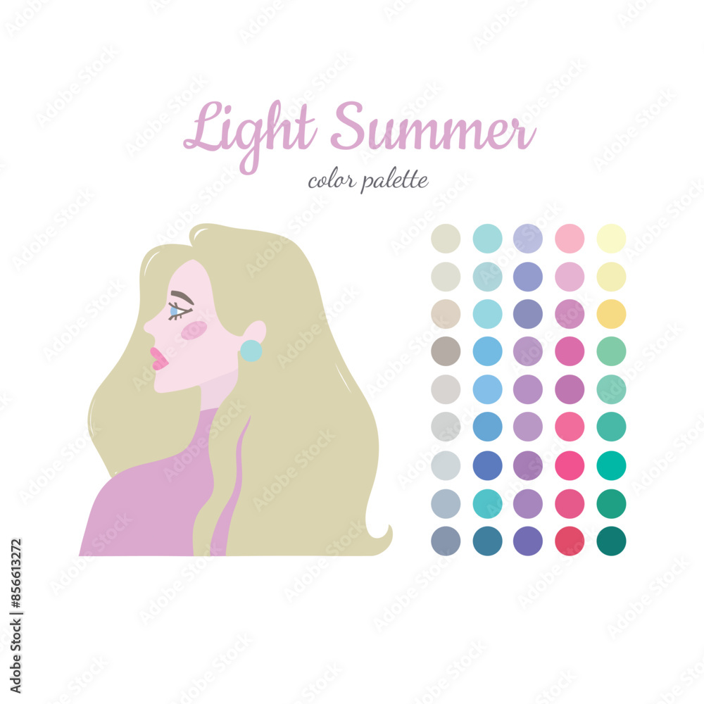 Seasonal color analysis. Color guide for stylist, palette for type ...
