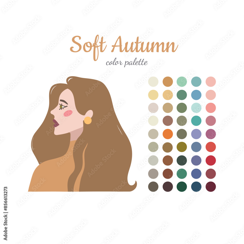 Seasonal color analysis. Color guide for stylist, palette for type ...