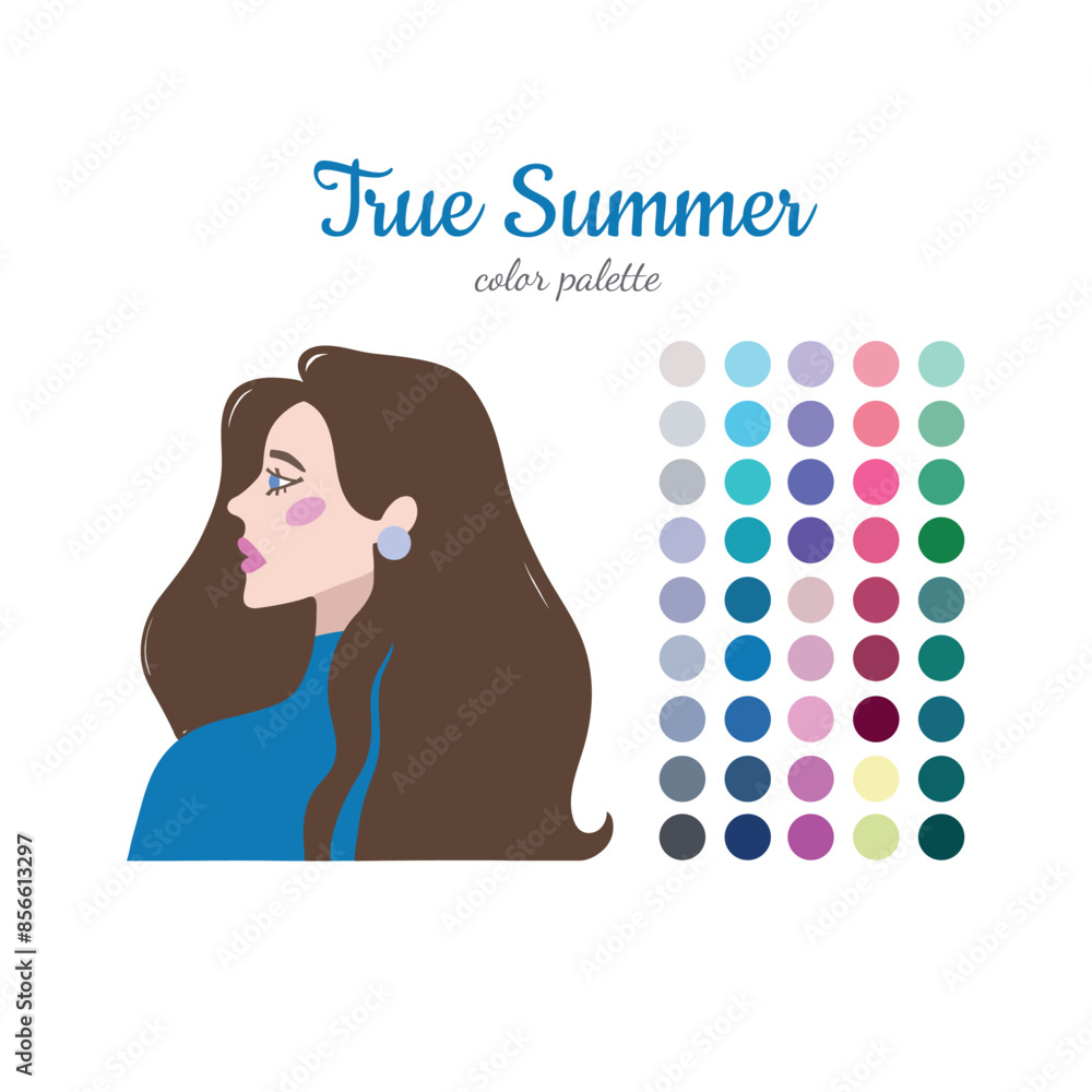 Seasonal color analysis. Color guide for stylist, palette for type ...