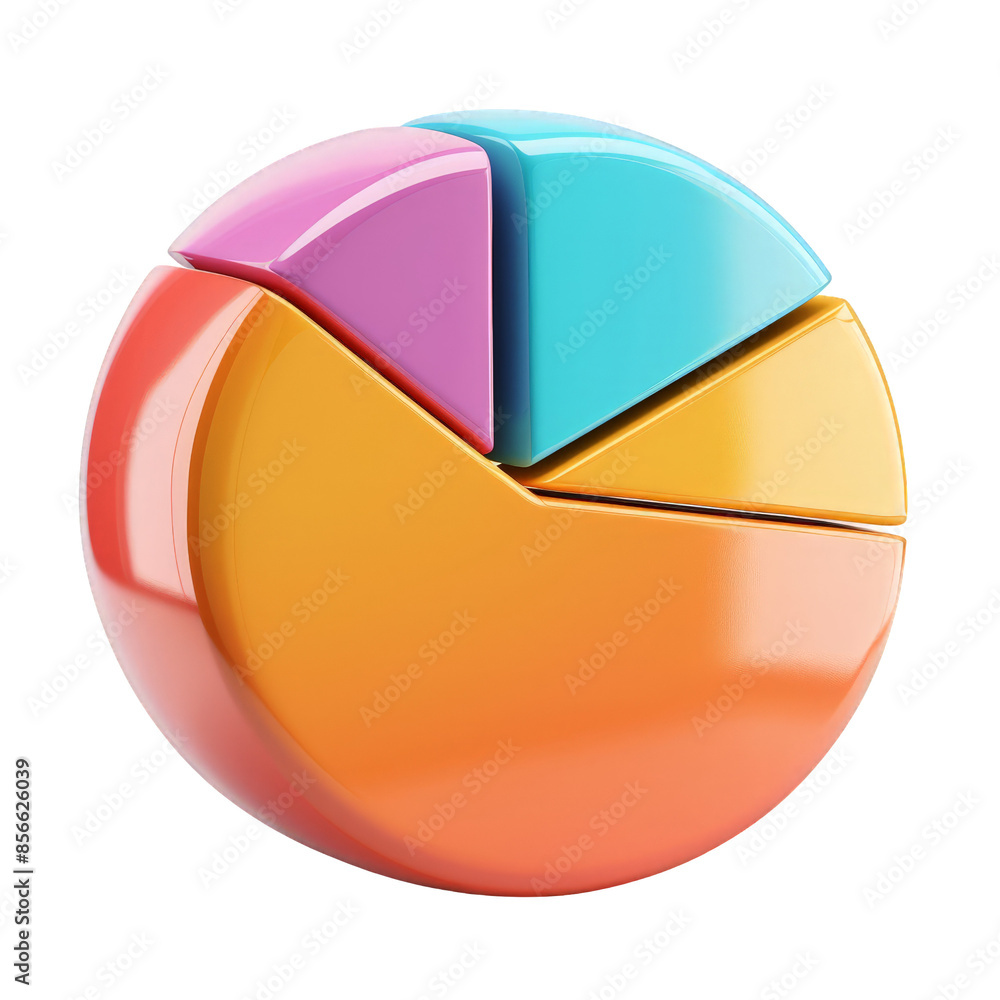 A colorful pie chart divided into four sections, representing data or ...