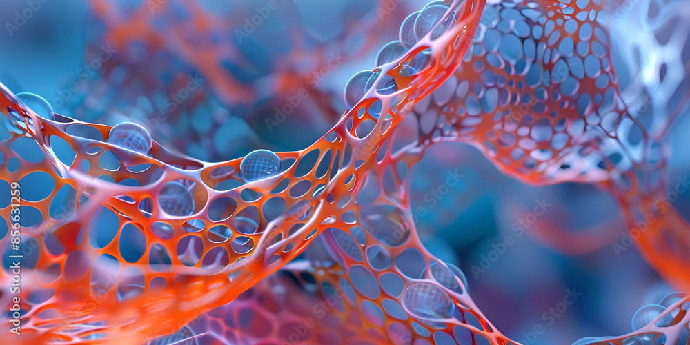 Abstract Nanomaterial with Red and Blue Mesh Dynamic Nano Structure ...