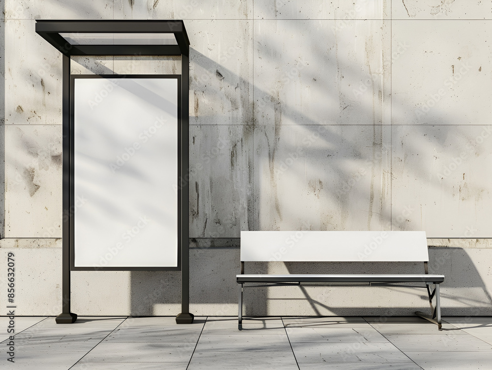 Modern street advertising concept with blank white vertical billboard ...