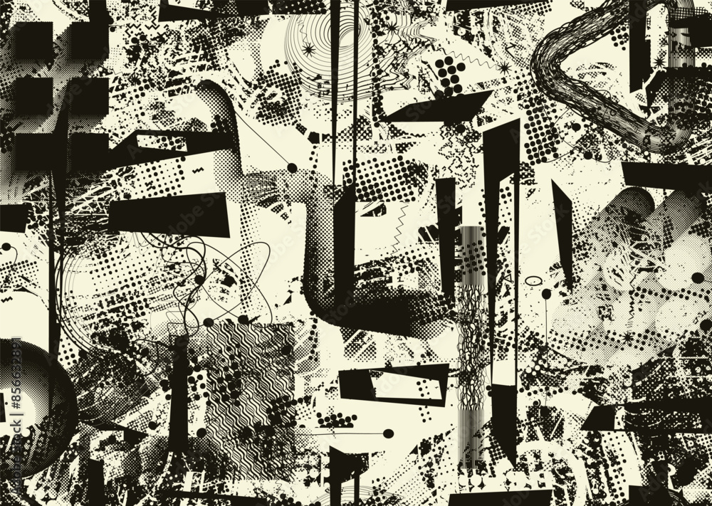 Glitch distorted grungy abstract forms . Cyber punk seamless pattern ...