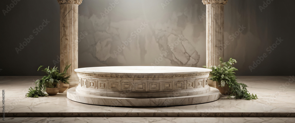Background podium column 3d roman luxury Greek white ancient display ...