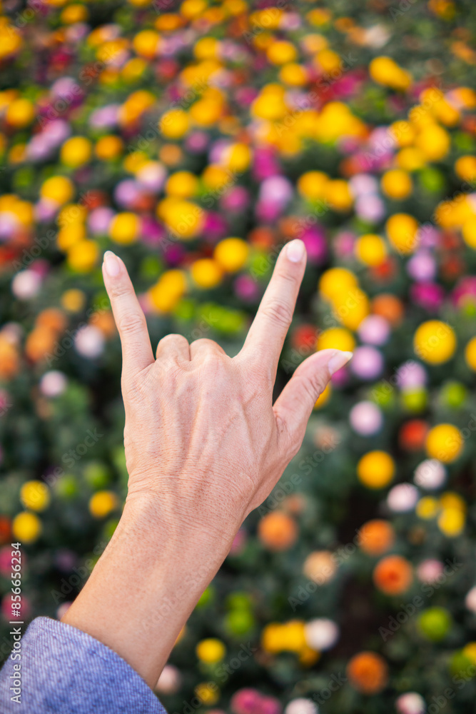 man uses sign language I love you to express his love and friendship ...