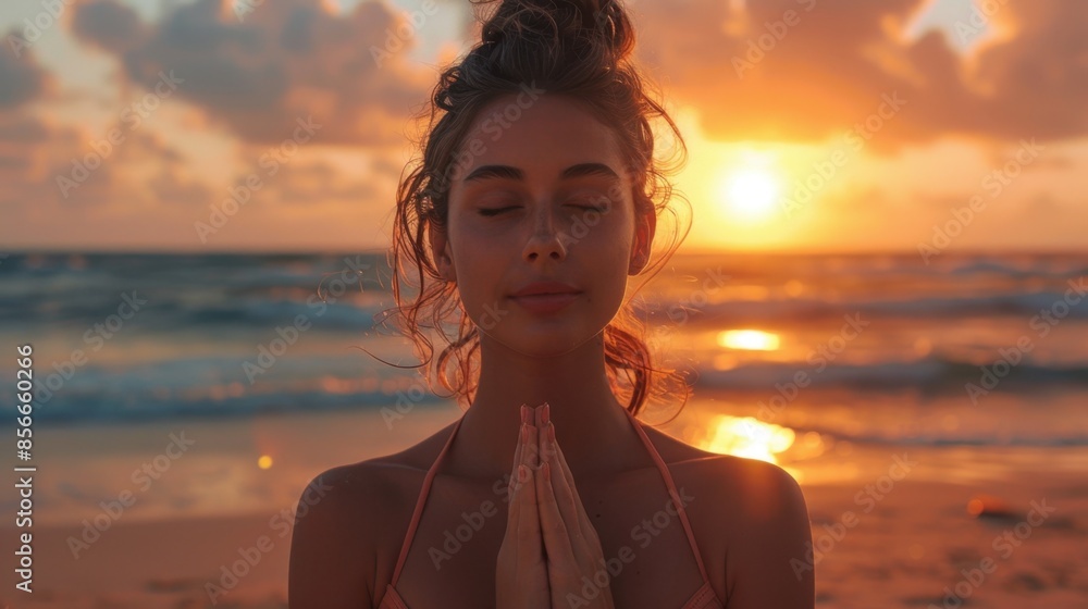 At sunrise, she found solace in yoga, her silhouette a tranquil ...