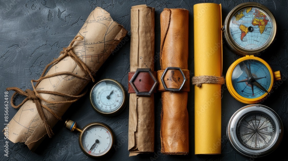 history class background with maps and historical artifacts, a timeline ...