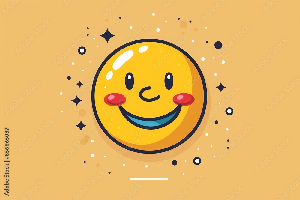 Cute smiling face with rosy cheeks. Vector illustration. Stock ...