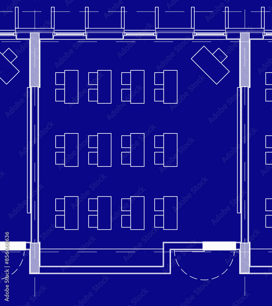 2d architectural drawing illustration of a primary school classroom for ...
