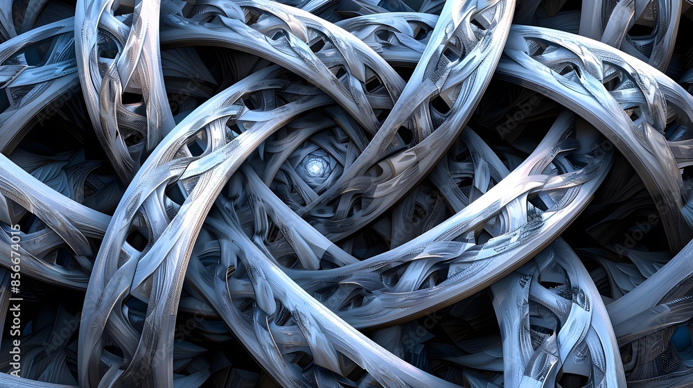 mesmerizing 3d abstract pattern created by interlocking gray and blue ...