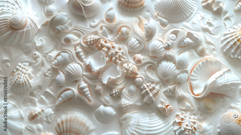 Beautiful illustration of an intricate seashell pattern. This whimsical ...
