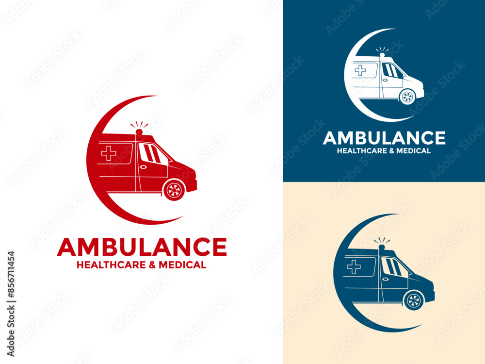 Ambulance Logo Icon Design, Emergency medical service vehicle logo and ...
