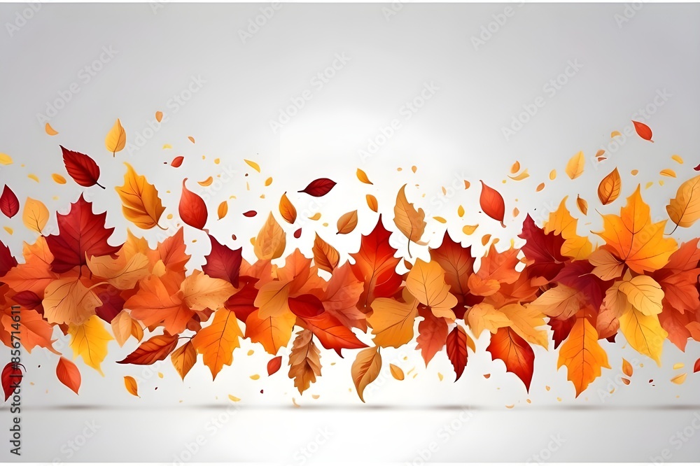 Autumn seamless transparent background with long horizontal border made ...