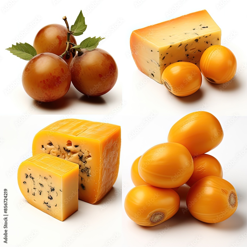 simpl cheese illustration isolated on a white background, 4 multiple ...