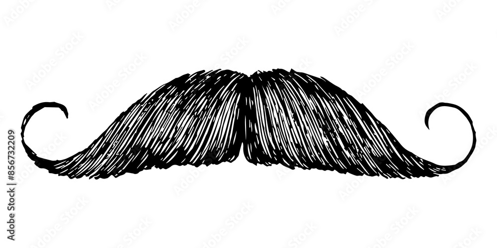 Drawing mustache png sticker, black & white design, transparent ...