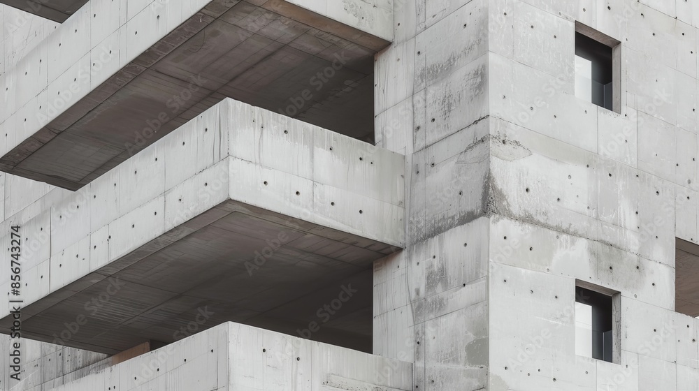 Modern concrete structure featuring geometric architectural details ...