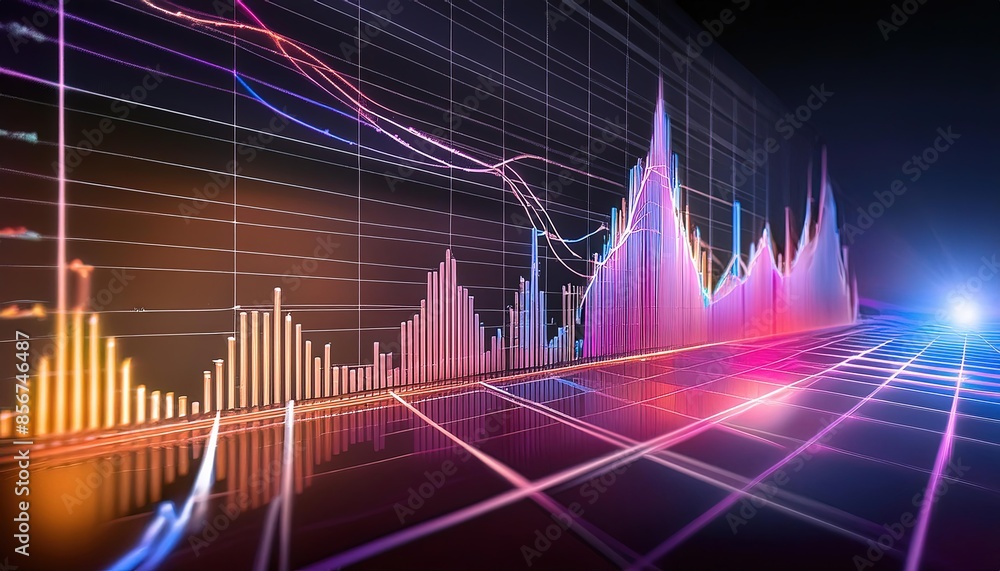 A chart displays data visually using symbols like bars, lines, or ...
