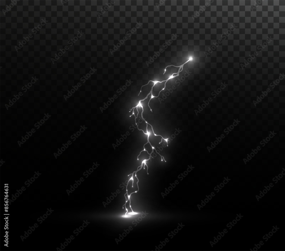Light white isolated vector lightning png. Realistic natural lightning ...