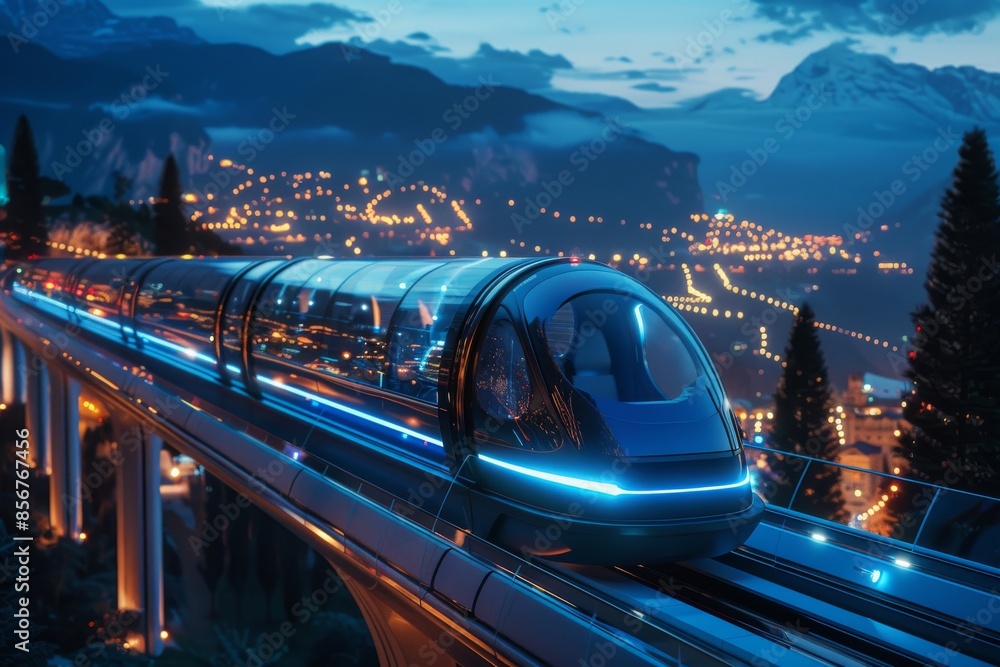 The video shows a holographic of a digital electric train display on a ...