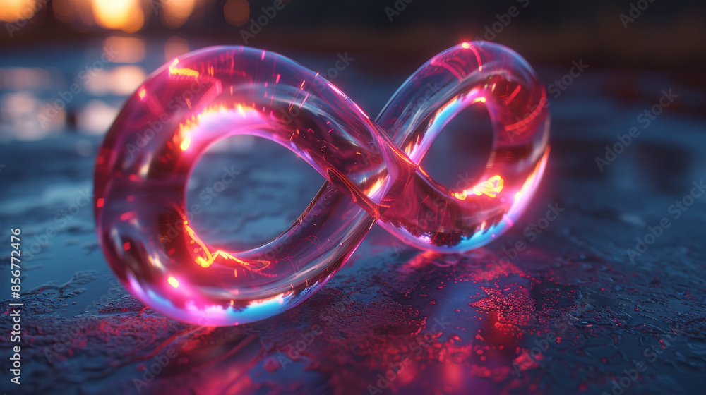 Hyper Realistic 3D Render of Infinity Symbol Floating Above Palm with ...