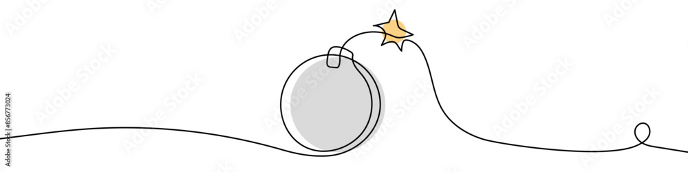 Continuous editable line drawing of dynamite. One line drawing of bomb ...