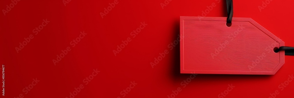 Minimalist Red Tag on Bold Red Background with Black Ribbon - A ...