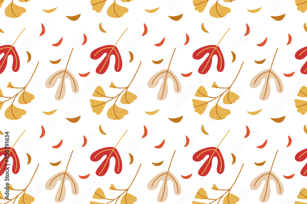 Seamless Falling Leaves pattern. Autumn color leaves print. Vector ...