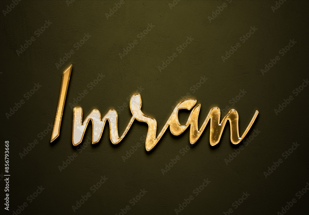 Old gold text effect of Arabic name Imran with 3D glossy style Mockup ...