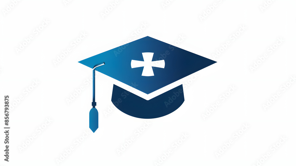 medical health university logo. toga hat with medical cross logo. world ...
