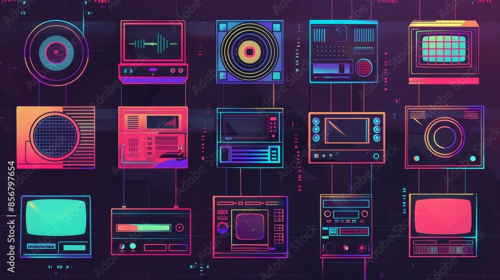 Retro 80s 90s aesthetic backgrounds created with an old computer user ...